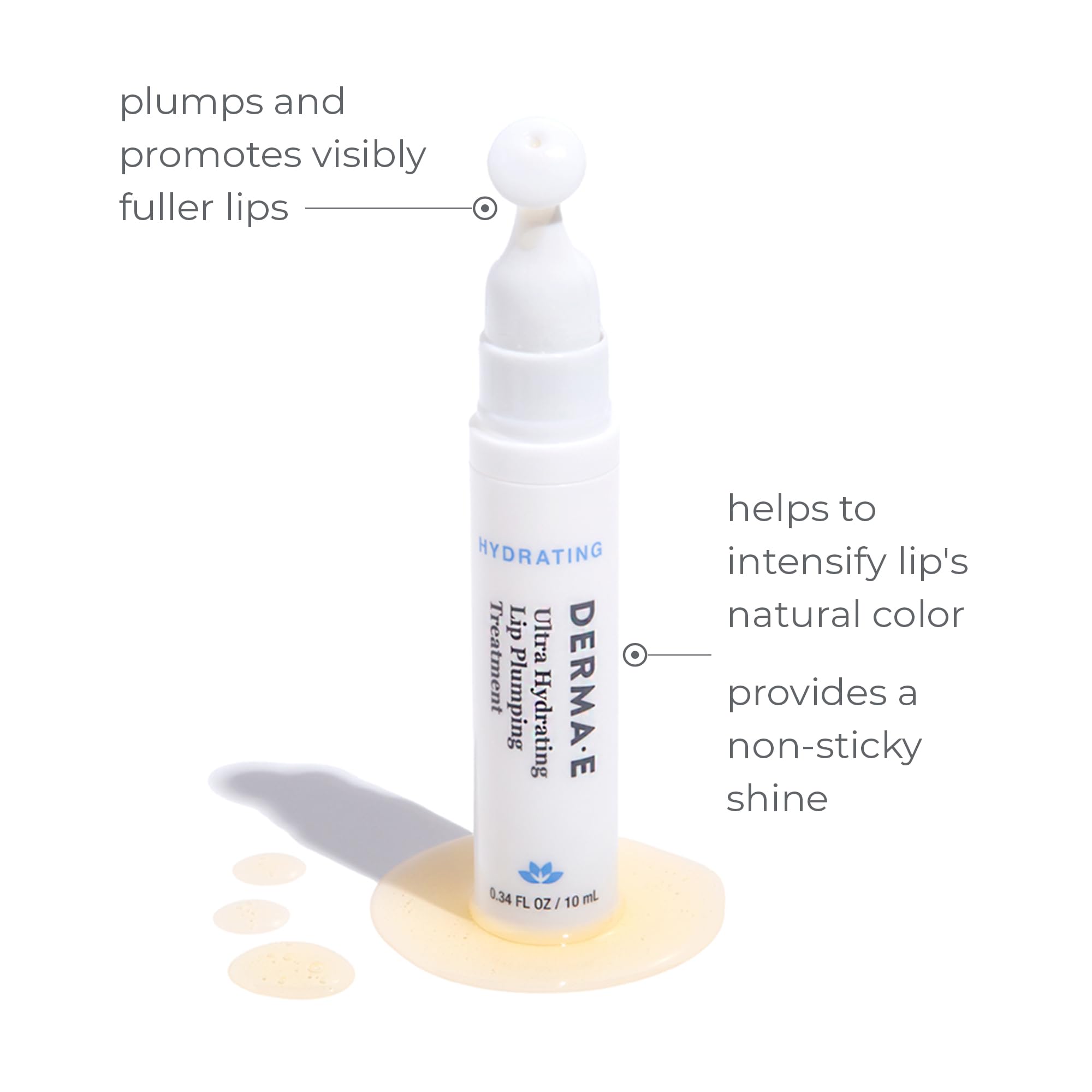 DERMA E Ultra Hydrating Lip Plumping Treatment β Advanced Lip Plumper for Enhanced Fullness and Natural Color β Lip Moisturizer with Hyaluronic Acid, Cinnamon and Jojoba Oil, 0.34 Fl Oz