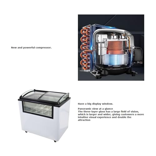 BREVELTION 10 PAN Ice Cream Showcase Ice Cream Display Cabinet 136L Freezer 110V