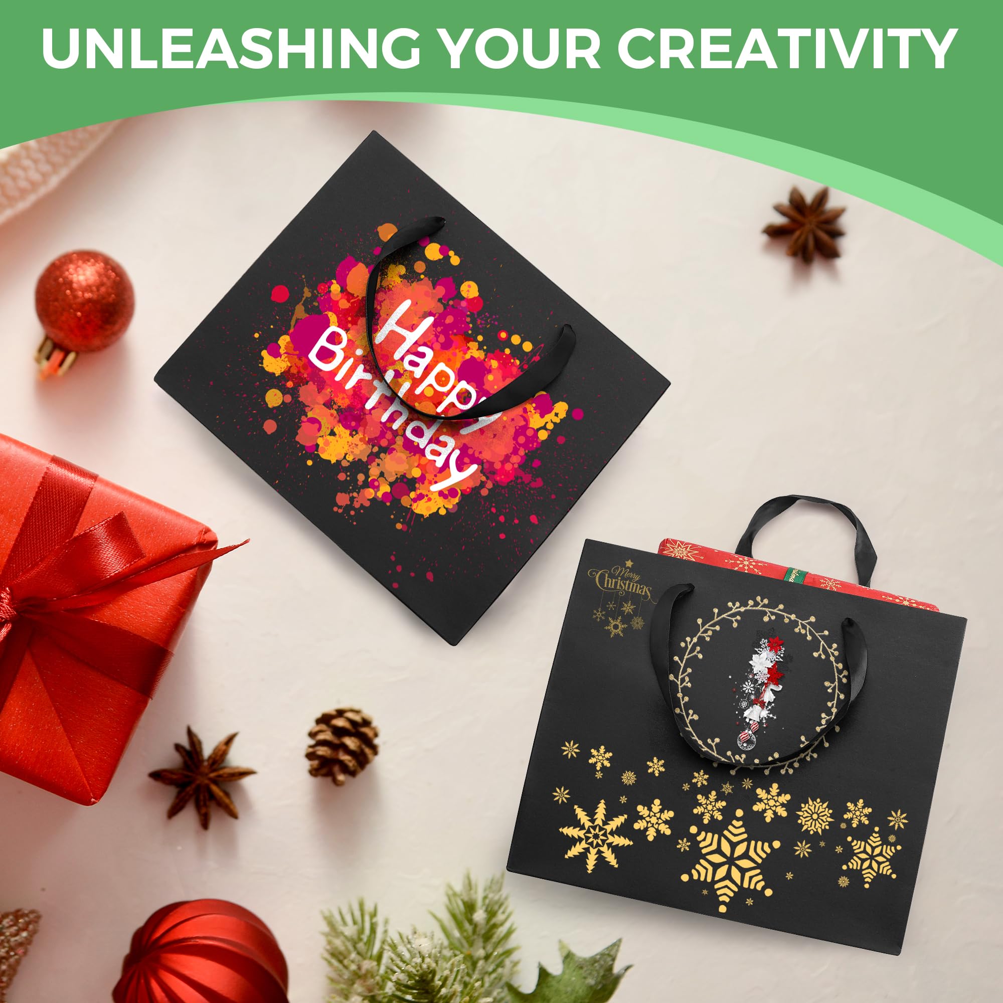 Generic Black Gift Bags With Handles: 12.5x4.5x11 Inch 30pcs Large Paper Bags Bulk For Party Shopping Wedding Birthday