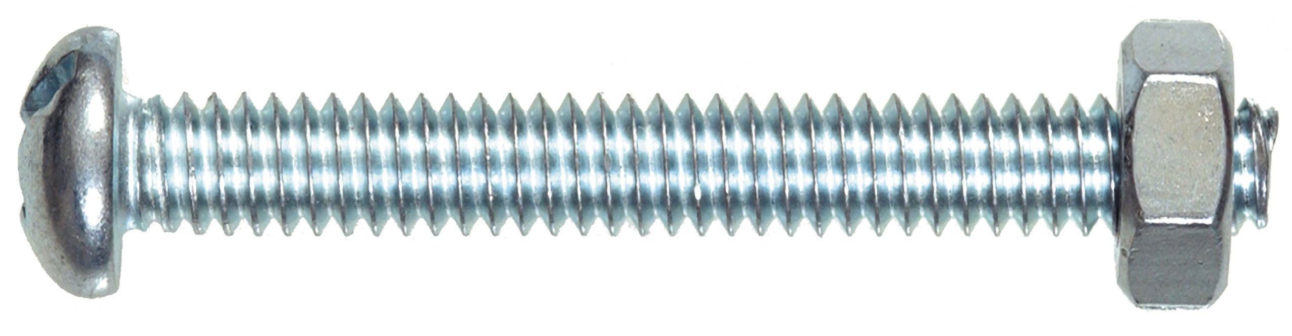 The Hillman Group 7734 Round Head Combo Machine Screw with Nut, 1/4-Inch x 2-Inch, 5-Pack, zinc