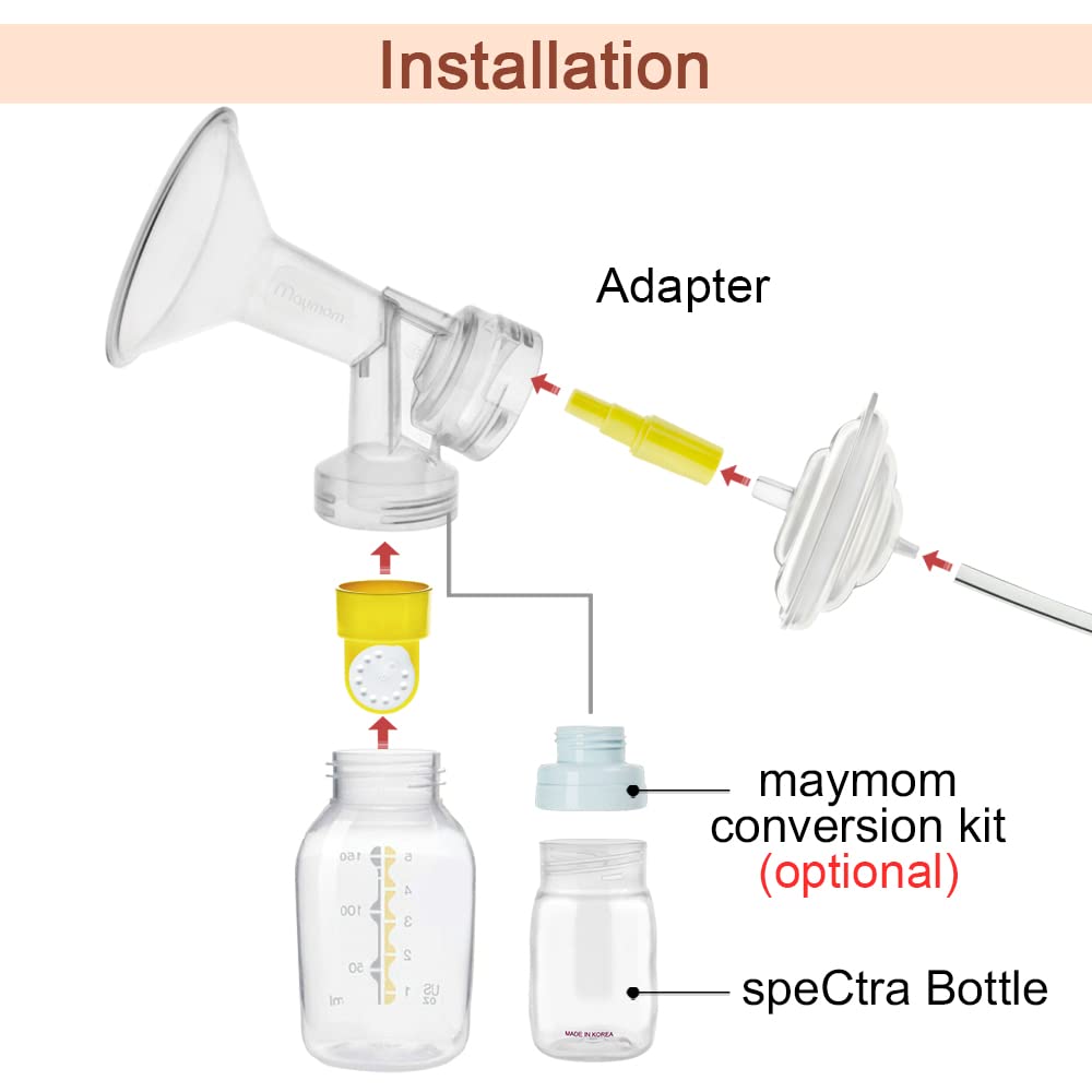 Maymom Flange Adapter Compatible with Spectra S1, Spectra S2; Connects Maymom Breastshield/Maymom Bottle and Spectra Backflow Protector (Maymom Flange Adapter, Yellow)