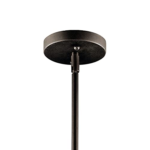Kichler Convertible 24" 3-Light Pendant and Semi Flush Mount Fixture in Olde Bronze, Traditional Ceiling Light with White Microfiber Shade for Kitchen, Bedroom, or Hallway, (24" W, 6" H), 42122OZ