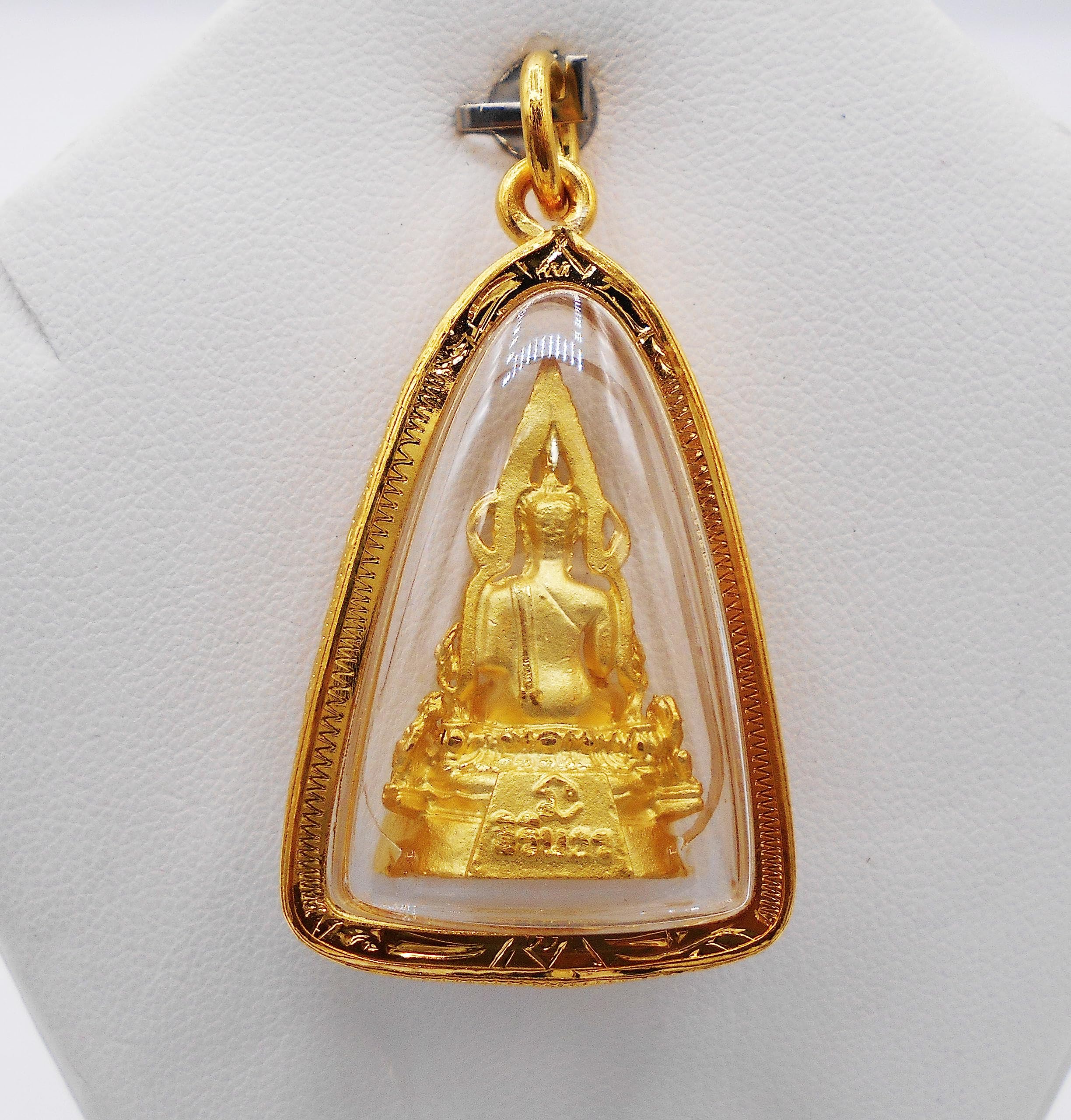 arrawana77 Phra Phuttha Chinnarat Gold Pendant Charm Thai Buddha Amulet 22k Thai Baht Yellow Gold Plated Jewelry