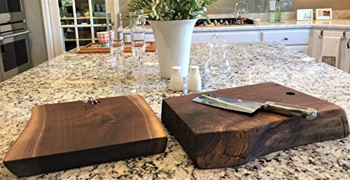 Black Walnut Ultra Large Gorgeous, Forest-to-Table Solid Double Live Edge Wood Charcuterie/Appetizer/Sushi/Dessert/Grazing Board/Serving Platter 100% USA Handcrafted. About 21 x 22 x 1.25