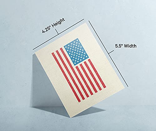 Twigs Paper - American Flag Note Cards - 12 Blank Patriotic Greeting Cards With Envelopes - Eco Friendly Stationery - 5.5 x 4.25 Inch - Made In USA
