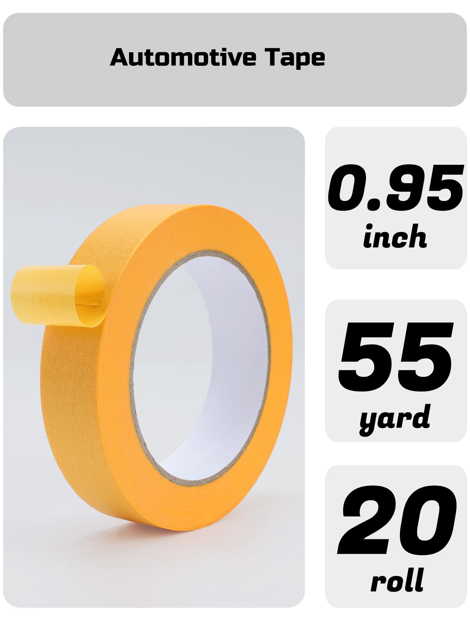 Lichamp 20 Bulk Pack 1 inch Yellow Painters Tape, Orange Masking Tape, 0.95 inch x 55 Yard x 20 roll, 2010YL(Total 1100 Yards)