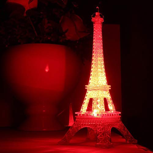 Baost LED Light Up Eiffel Tower Lamp Light Colorful Night Light Birthday Gift Decorative Button Lamp Creative Kids Bedside Lamp Cake Topper Random