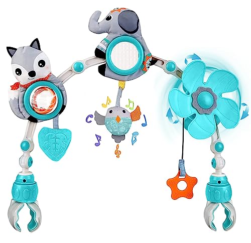 Stroller Arch Car Seat Toy: Baby Toys Mobile Adjustable Arch Toy for Stroller Crib Carseat Bouncer Toy Bar, Infant Toy Age 0 3 6 9 12 24 Months Newborn Hanging Travel Toys with Clip, Shower Gift