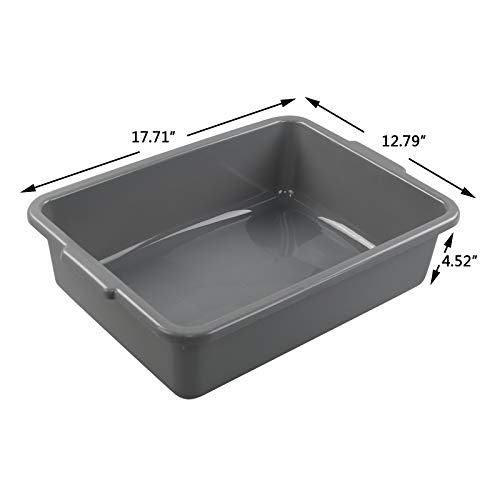 Kiddream Set of 4 Commercial Bus Box Tote, 13 Liter Large Plastic Bus Tub (Gray)