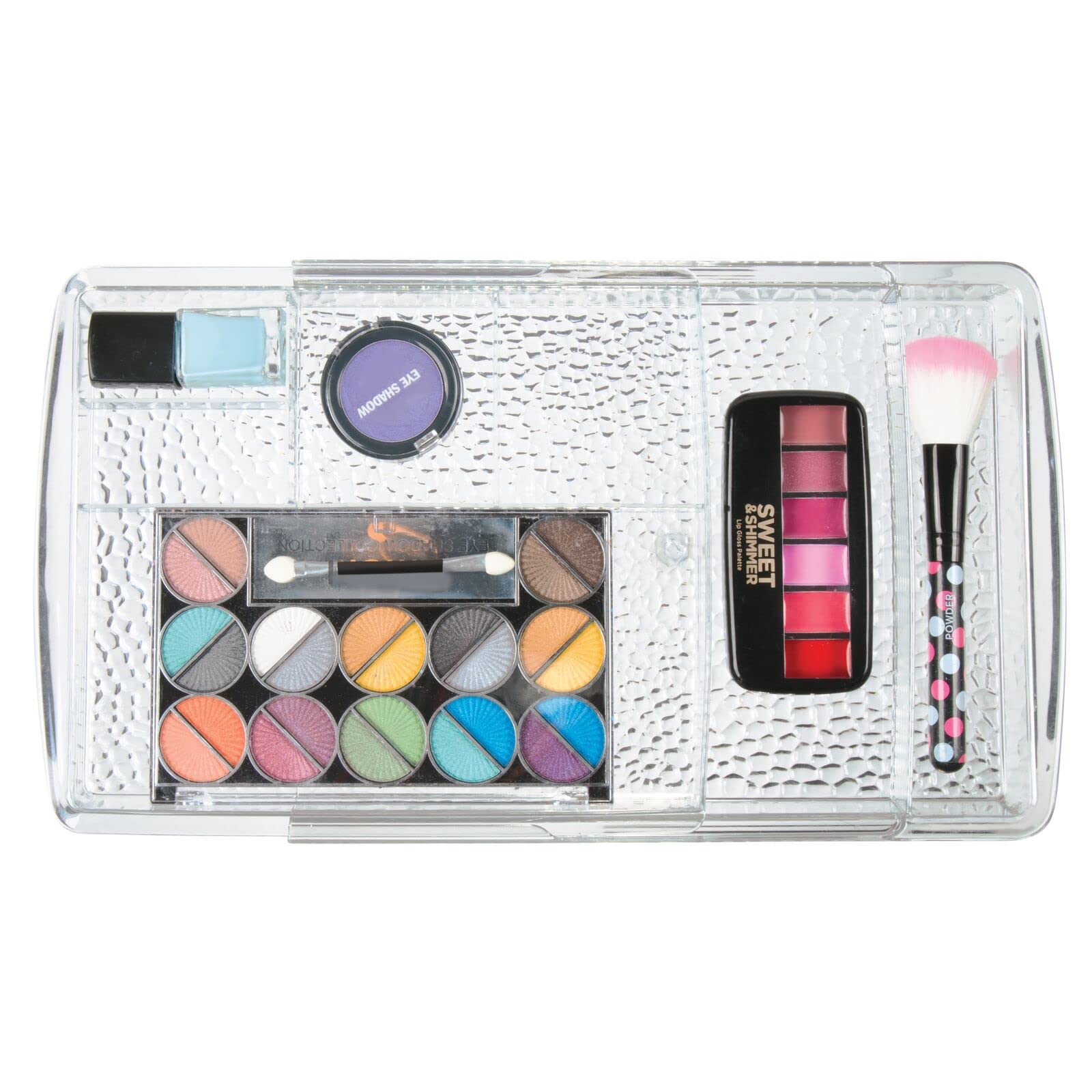 mDesign Expandable Makeup Organizer for Bathroom Drawers, Vanities, Countertops: Organize Makeup Brushes, Eyeshadow Palettes, Lipstick, Lip Gloss, Blush, Concealer - Adjustable Width - Clear