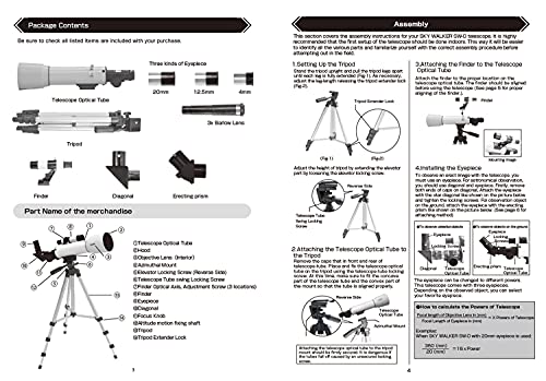 Kenko Telescope Sky walker SW-0, Refracting Telescope, for starry sky and ground observations, Light Weight, White, 111161