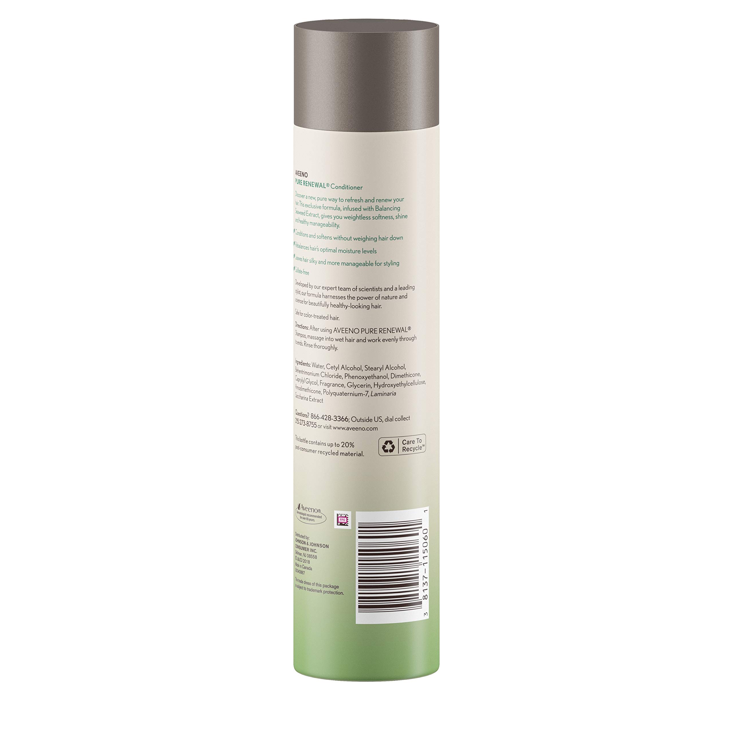 OGX Aveeno Pure Renewal Hair Conditioner Moisturizing Conditioner with Seaweed Extract SulfateFree Formula, 21 Fl Oz, (Pack of 2)