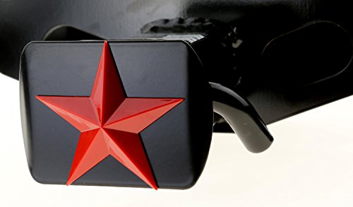 LFPartS Rock Star 3D Red Emblem on Black Trailer Metal Hitch Cover Fits 2" Receivers New