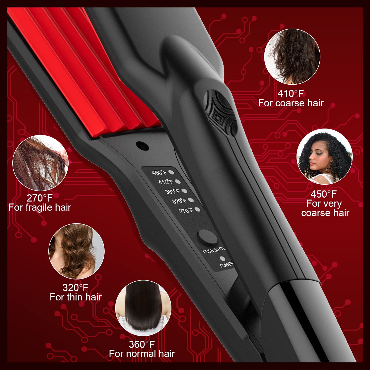AXUF Hair Straightener, 2 in 1 Straightens & Curls with Adjustable Temp, Auto-Off Flat Iron, 1 Inch Dual Voltage - Crimper Iron