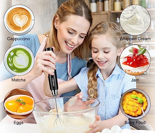 ODIFORGO Milk Frother Handheld, USB Rechargeable Electric Whisk 3 Speed Adjustable, Coffee Frother Wand with 3 Stainless Whisks, Egg Beater, Drink Mixer Blender for Coffee Latte Cappuccino Matcha