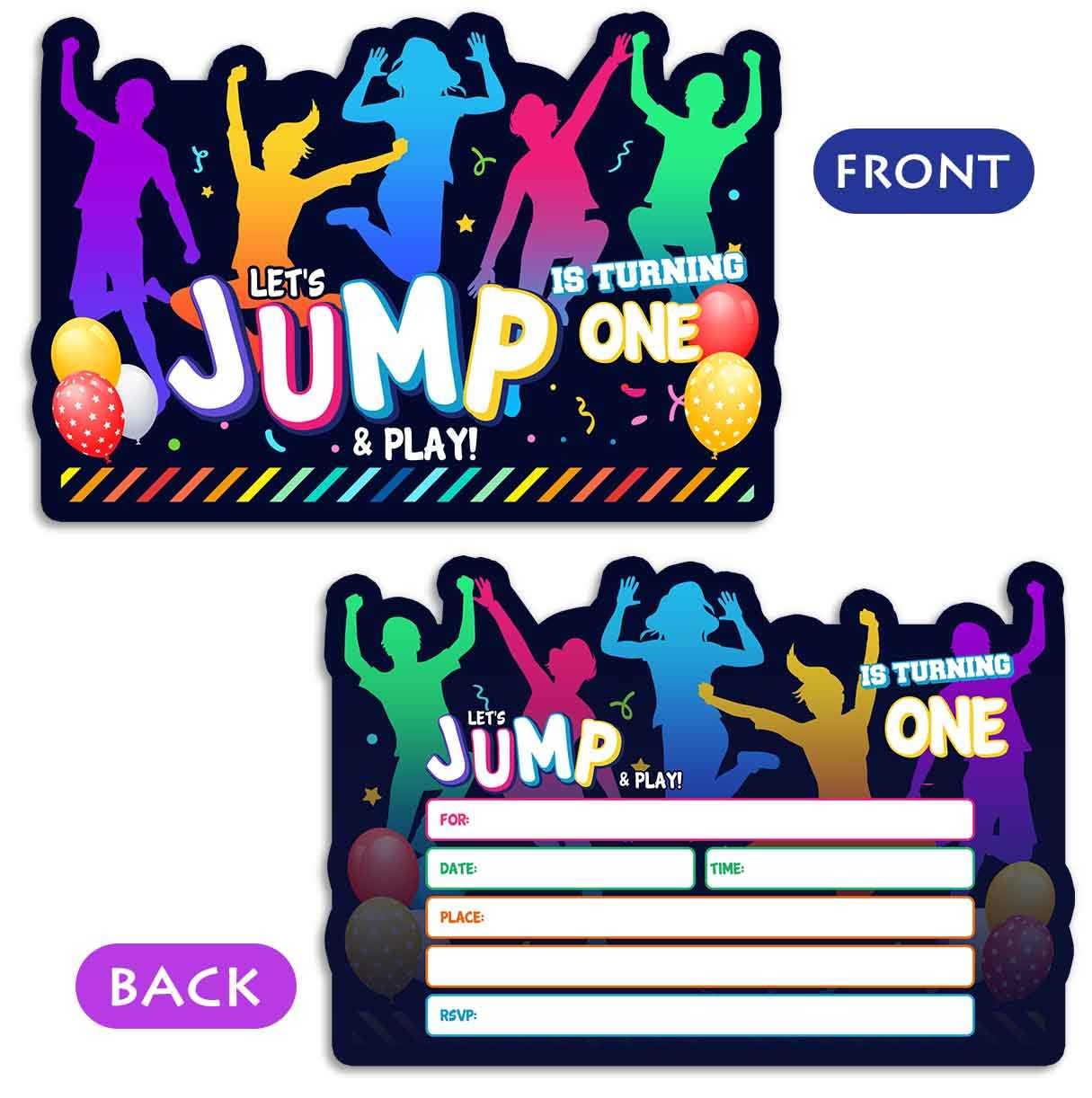 Simimi art 1st Bounce House or Jumping Theme Birthday Party Invitations - Trampoline Jump Birthday Invite - Trampoline Birthday Party - 30 Cards + 30 Envelopes