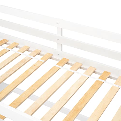 HomSof Twin Loft Bed with Built-in Desk,White