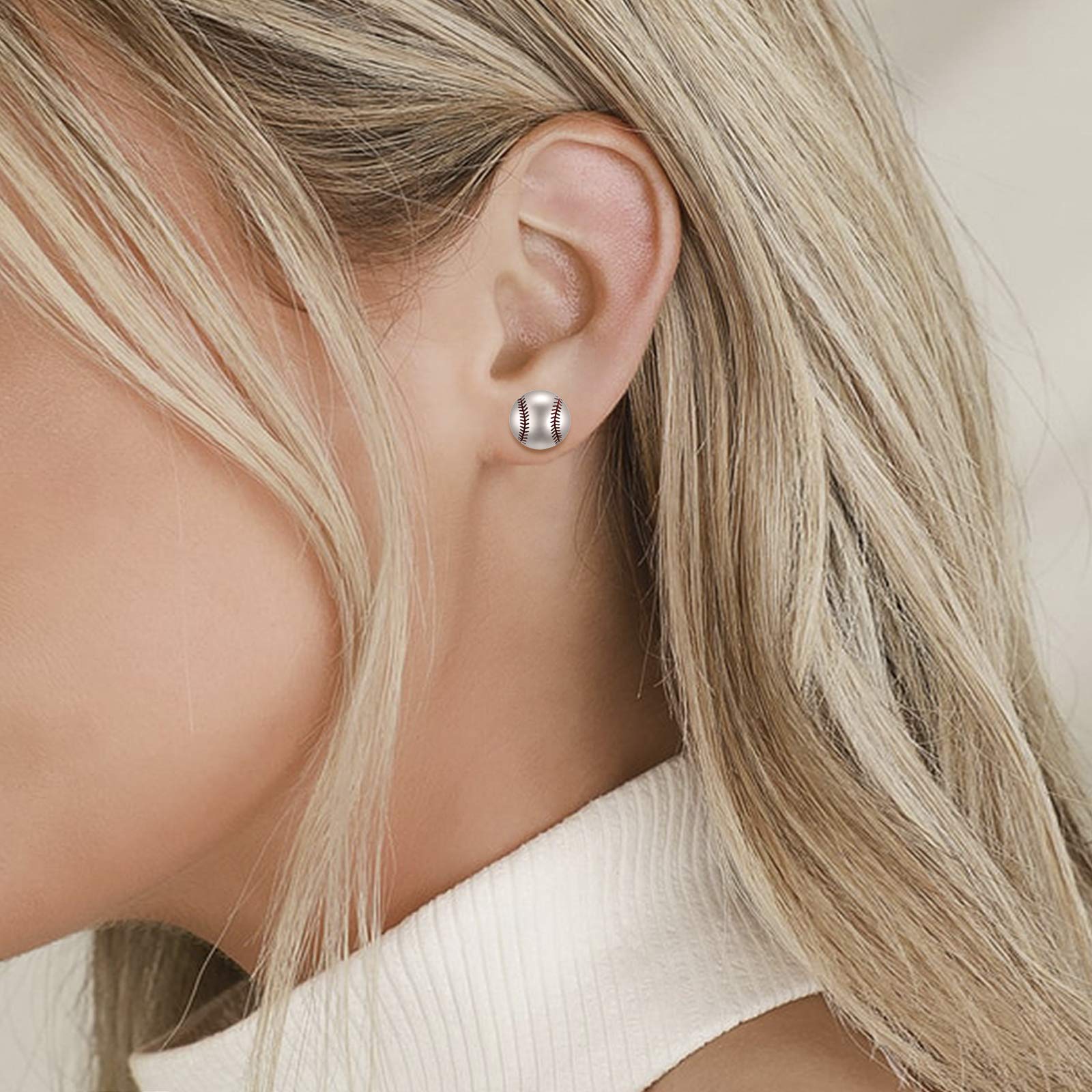 Baseball Stud Earrings Softball Dodger 925 Sterling Silver Jewelry Gifts for Unisex Women Men