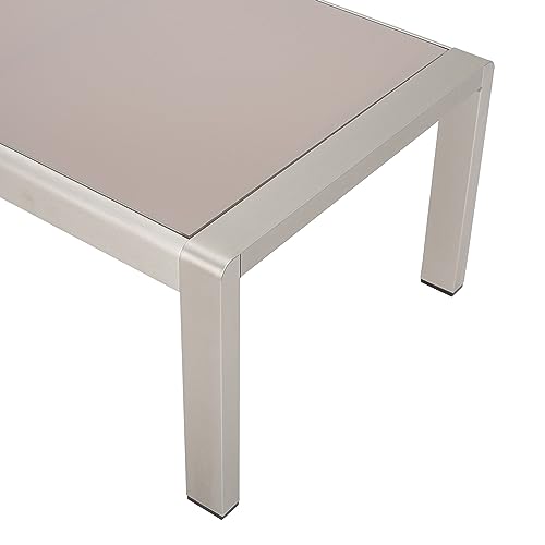 Christopher Knight Home Cape Coral Outdoor Aluminum Coffee Table with Glass Top, Silver