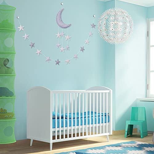 Moon and Stars Nursery Decor - Two Baby Wall Decorations for Nursery Hanging Moon Nursery Wall Decor and Separate Star Wall Baby Decor for Nursery Star Baby Nursery Garland