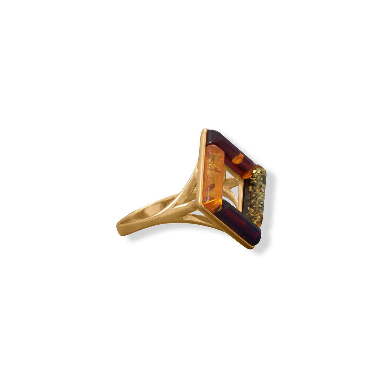 AzureBella Jewelry Baltic Amber Ring with Green, Cherry, Honey, and Cognac 24k Gold-plated Sterling Silver (8)