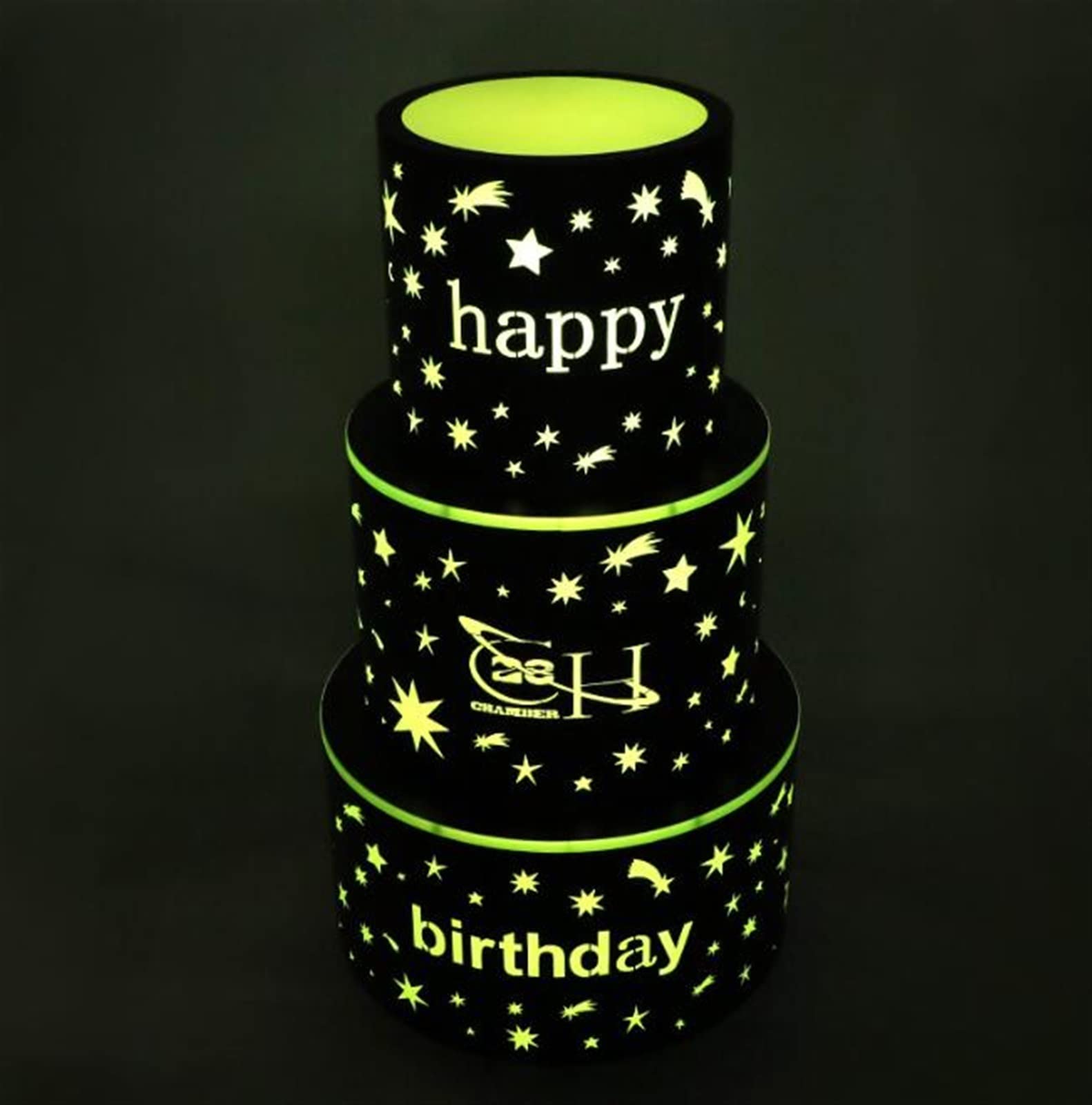 Birthday Cake Three-Tier Champagne Sparklers Bottle Wine Rack Atmosphere Props,Glow Custom Logo Rechargeable Color Flashing,Nightclub Disco Party (Color : RGB, Size : 105 * 60cm)
