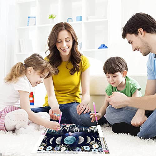 Moon Diamond Painting Kits for Adults -Flower 5D Diamond Art Kits, Full Drill Diamond Painting,Gem Arts and Crafts for Beginner Kids Home Wall Decor 16 x 12 Inch