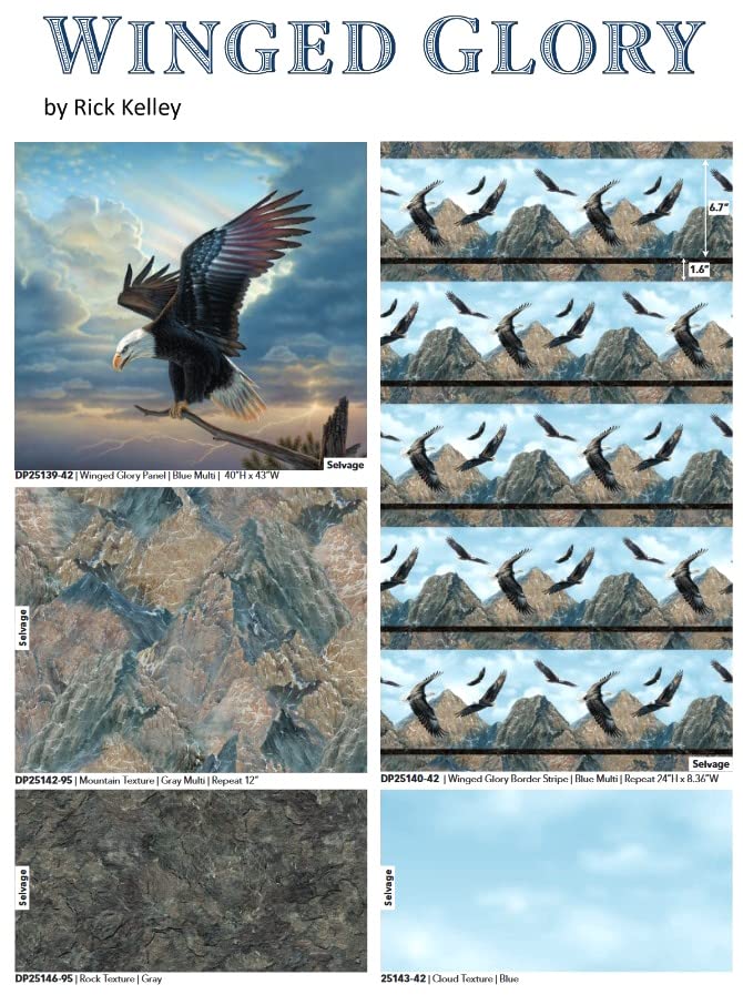 Northcott Winged Glory Cloud Texture Blue, Fabric by The Yard