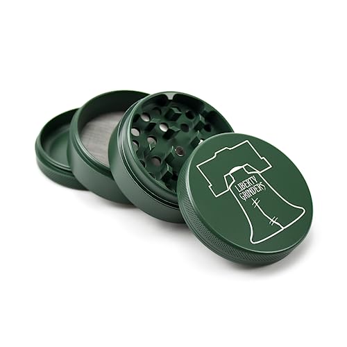 Liberty Grinders Herb Grinder - Spice, Ceramic Coated, Hard Case, 2.5 inch, 4 Piece, Accessories, Green