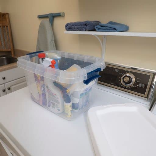 Black+Decker Clear Tote, Plastic Stackable Storage Bin, Organizing Solution, Storage Container Bin with Secure Lid (19 Qt., 4-Pack)