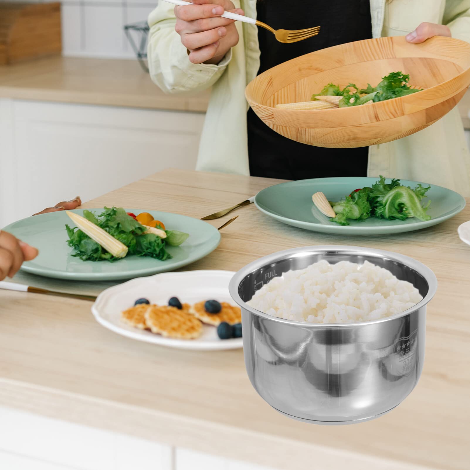 Ciieeo Rice Cooker Pot Inner Stainless Steel Inner Cooking Pot 2L Rice Cooker Inner Tank Cooker Liner Container Cooker Inner Pot Electric Pressure Cooker Pot for Kitchen