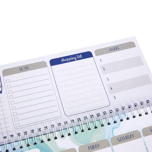 Undated Weekly Planner, Goals, Shopping, To Do List, Horizontal Desk Calendar (Spiral Bound, 12 x 4 in)
