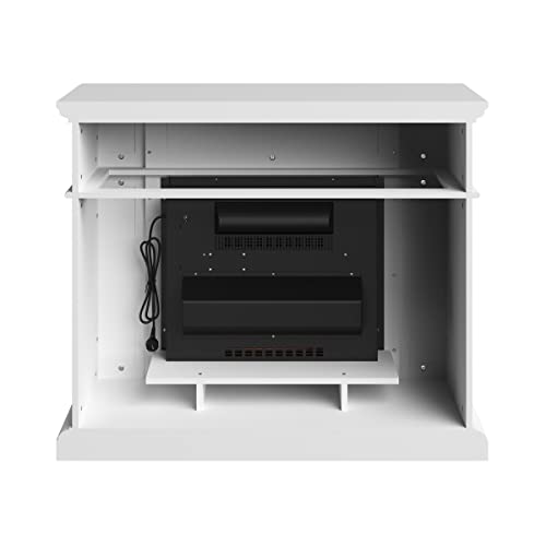 Electric Fireplace with Mantel - Freestanding Heater with Remote Control, Adjustable LED Flames and Faux Logs - Living Room Decor by Northwest (White)