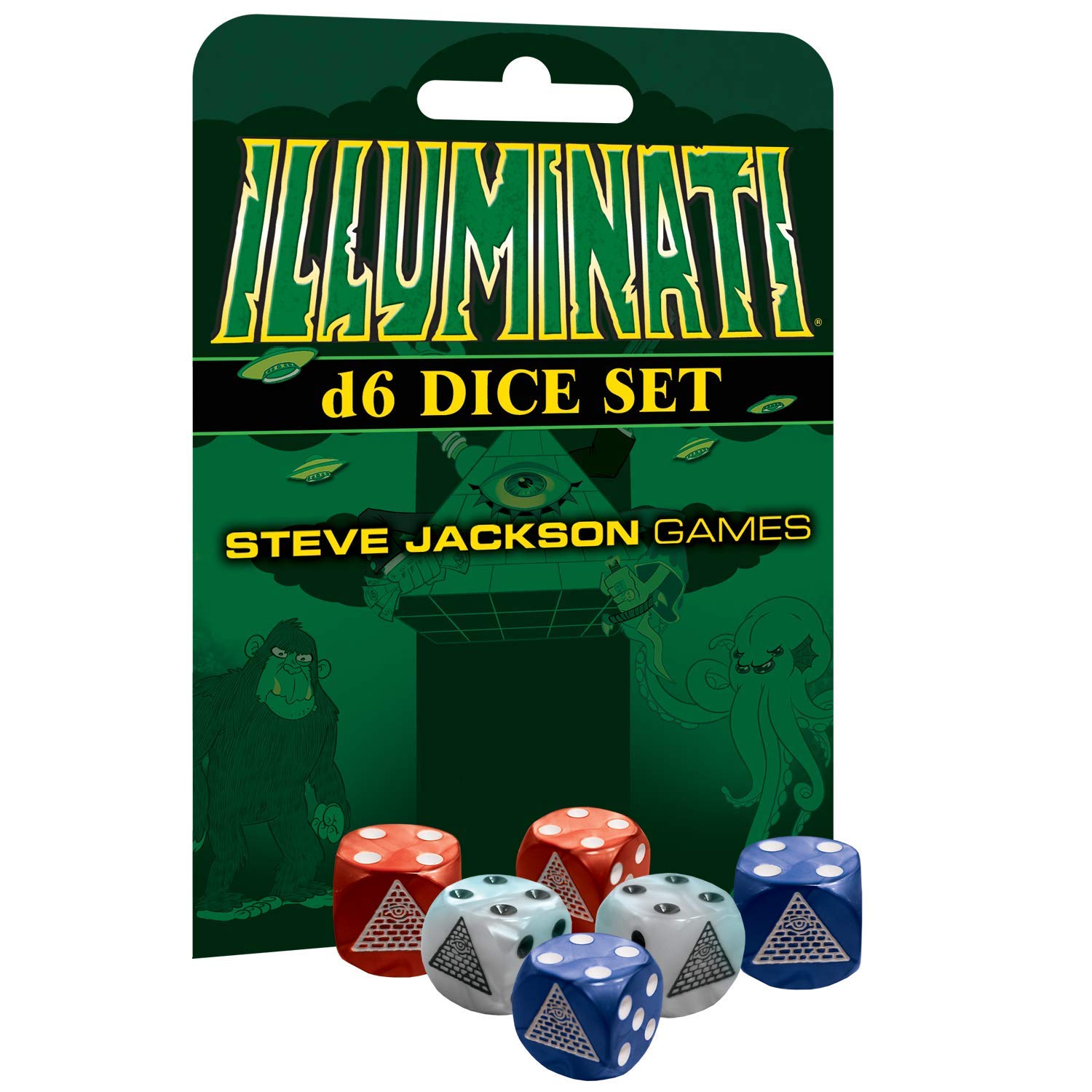 Illuminati d6 Dice Set | 6 Pcs | 19mm Six-Sided | Pearlized Dice | Tabletop Roleplaying Games | RPG | from Steve Jackson Games