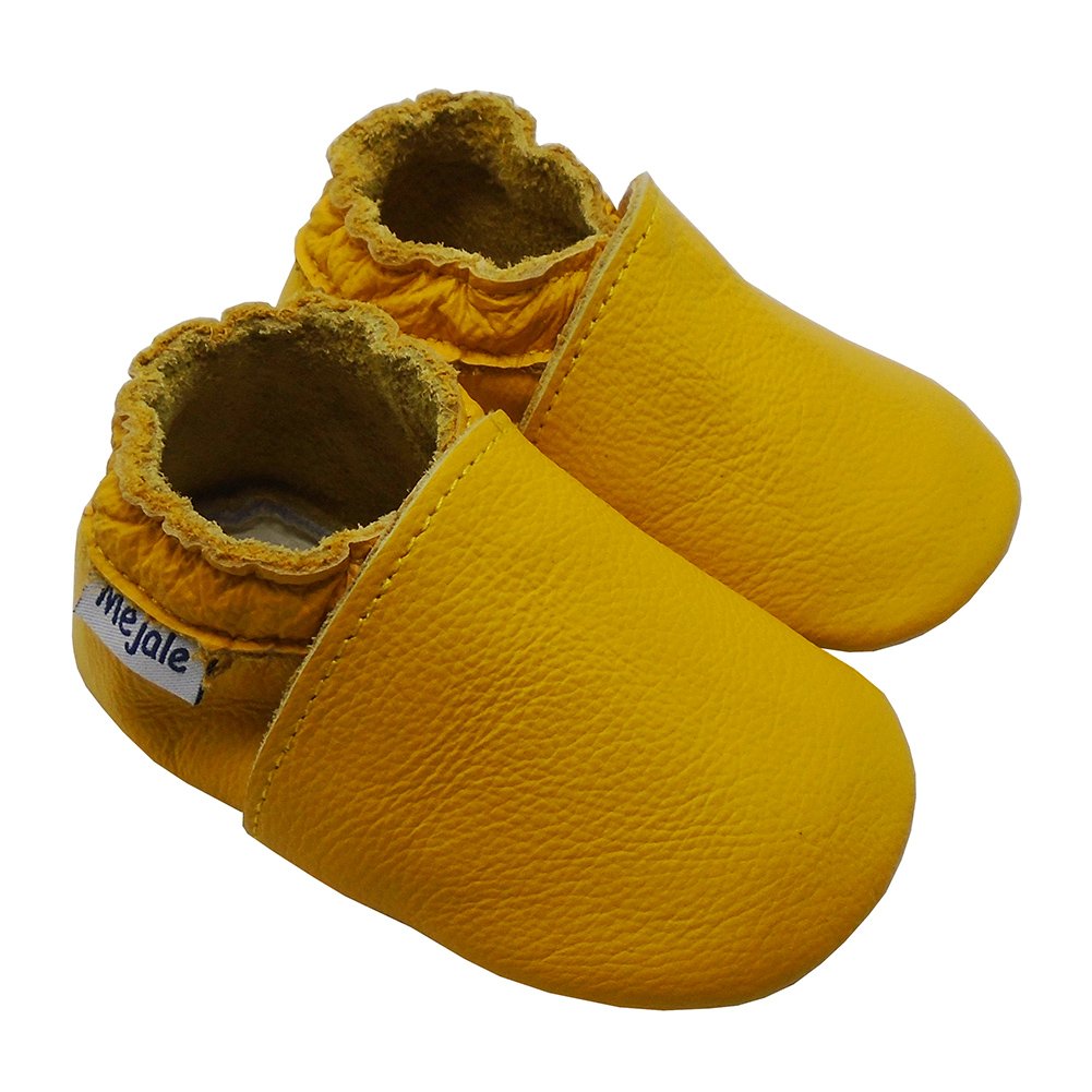 Mejale Baby Infant Toddler Shoes Slip-on Soft Sole Leather Moccasins Pre-Walkers (6-12 Months/US 3-4C Infant, Yellow)