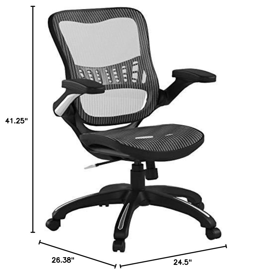 Office Star Ventilated Manager's Office Desk Chair with Breathable Mesh Seat and Back, Black Base, Grey