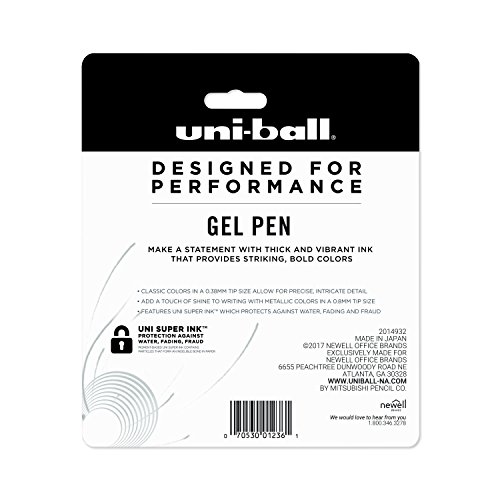 uni-ball 2004053 Gel Pens, Ultra Micro (0.38mm) & Medium (0.8mm) Points, Assorted Colors, 12 Count