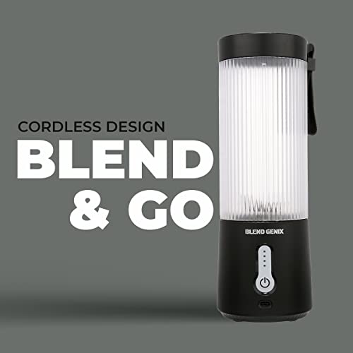Blend Genix Blender for Shakes and Smoothies β Advanced Portable Fruit Blender with USB Charging Premium Blender Bottle with 450ml Capacity Lightweight and Durable Materials Practical Lanyard, Black