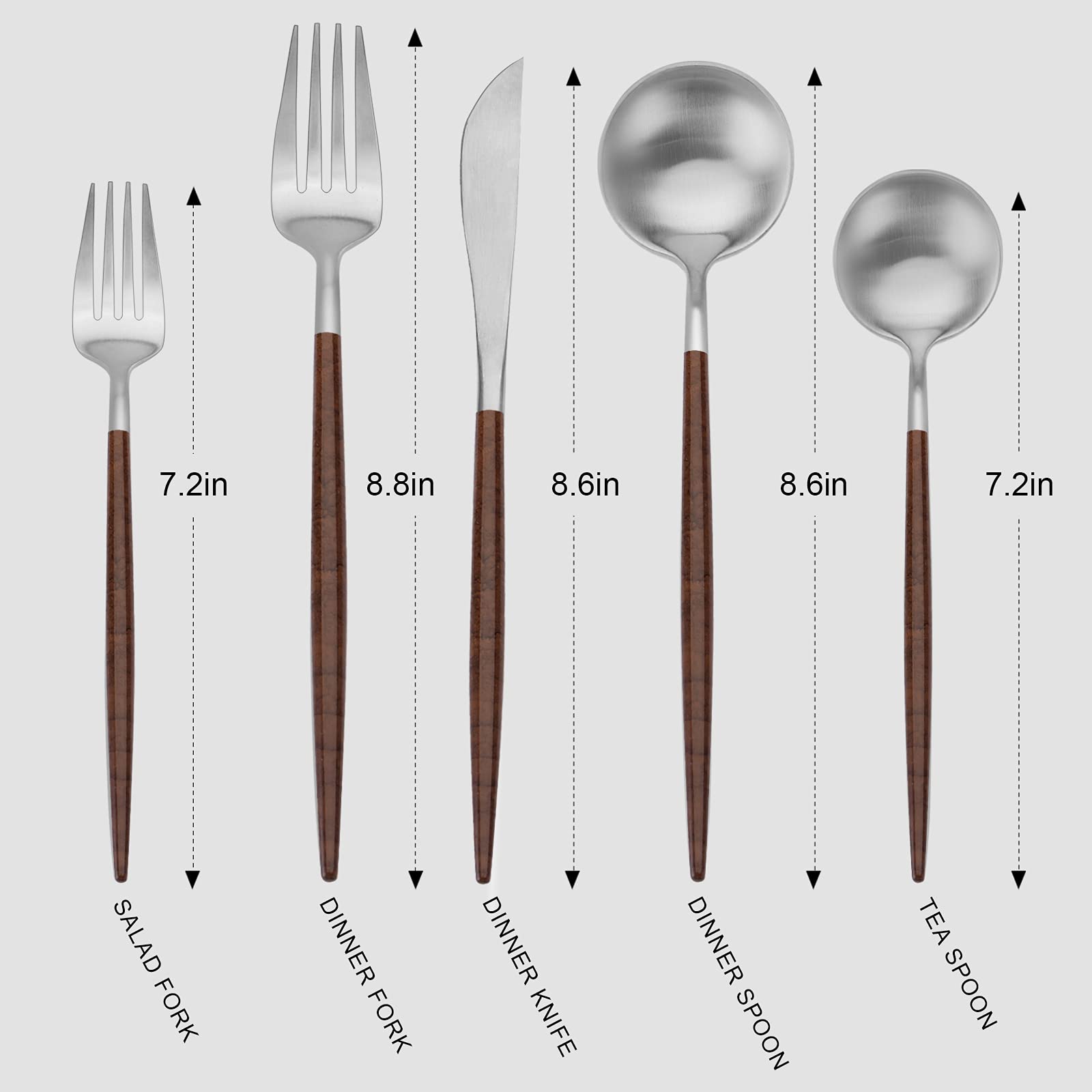 Silverware Set with black handle, Vanys 30 Piece Stainless Steel Cutlery Flatware Set, Kitchen Utensil Sets for 6, Tableware With Knife Spoons And Forks Set, Satin Finished Polished