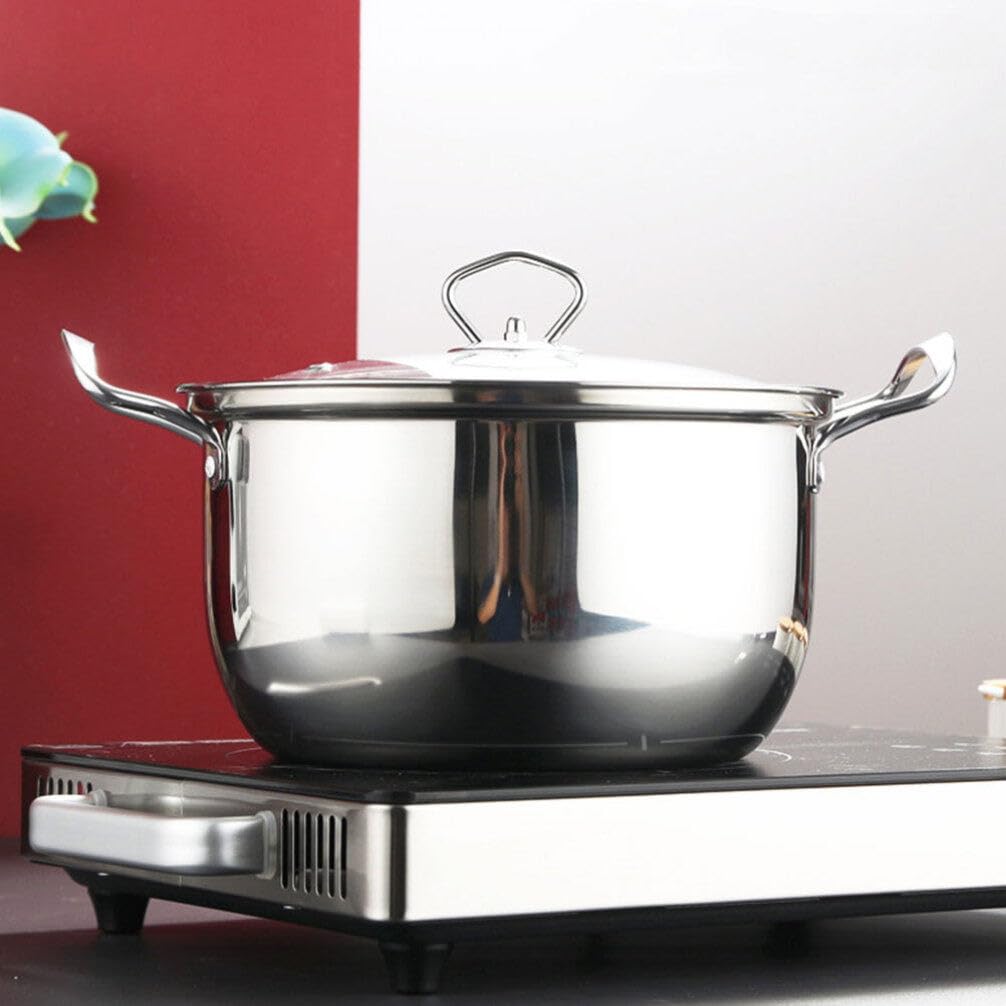 Ciieeo Stainless Steel Stockpot with Glass Lid Multipurpose Stock Pot Heavy Duty Soup Pasta Canning Pot Boiling Stew Induction Pot Nonstick Cooking Pot Sauce Pot 16cm