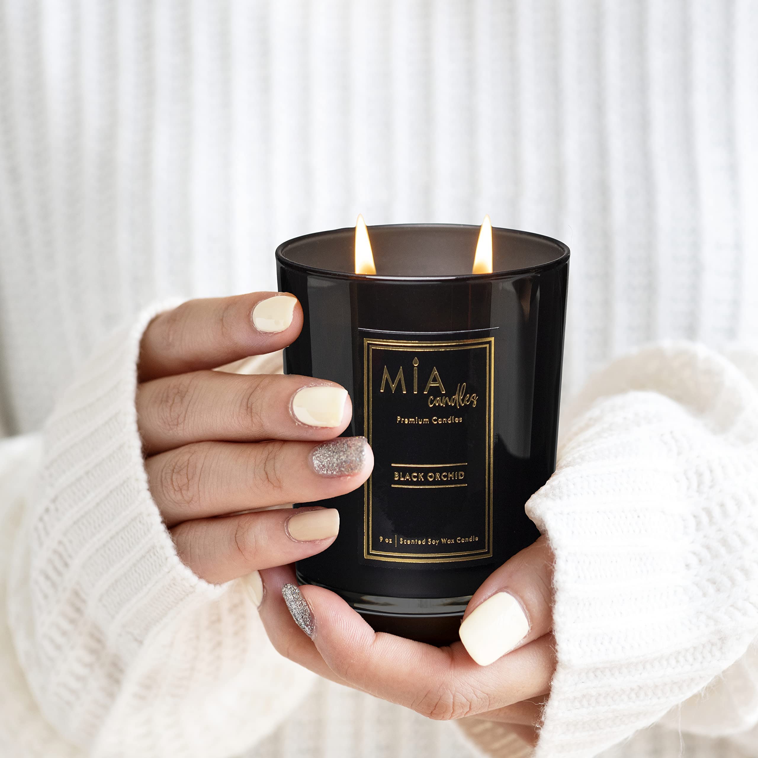 Mia Candles | Black Orchid Highly Scented Candles for Home | 9 oz 45 Hours Burn Time | Non-Toxic Natural Soy Wax Candles | Aromatherapy, Home Decor, Meditation