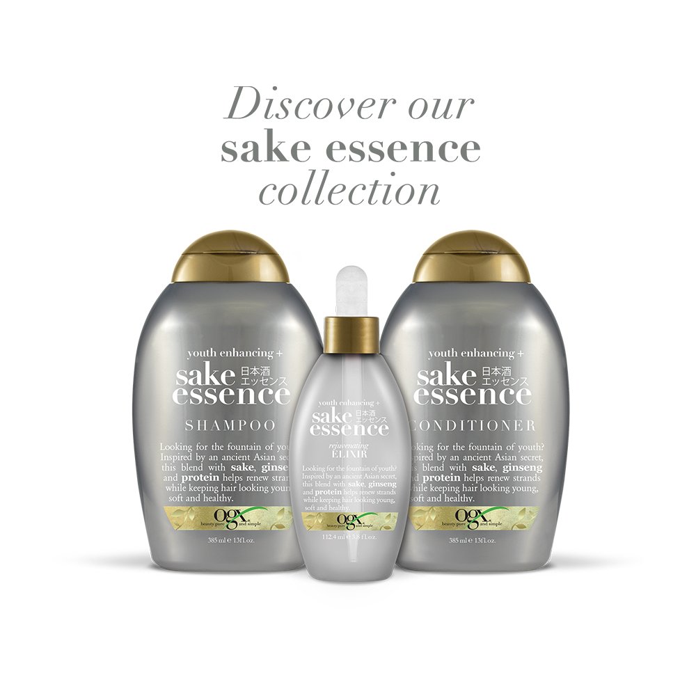 OGX Youth Enhancing + Sake Shampoo, 13 Ounce Bottle Sulfate-Free Surfactant Shampoo