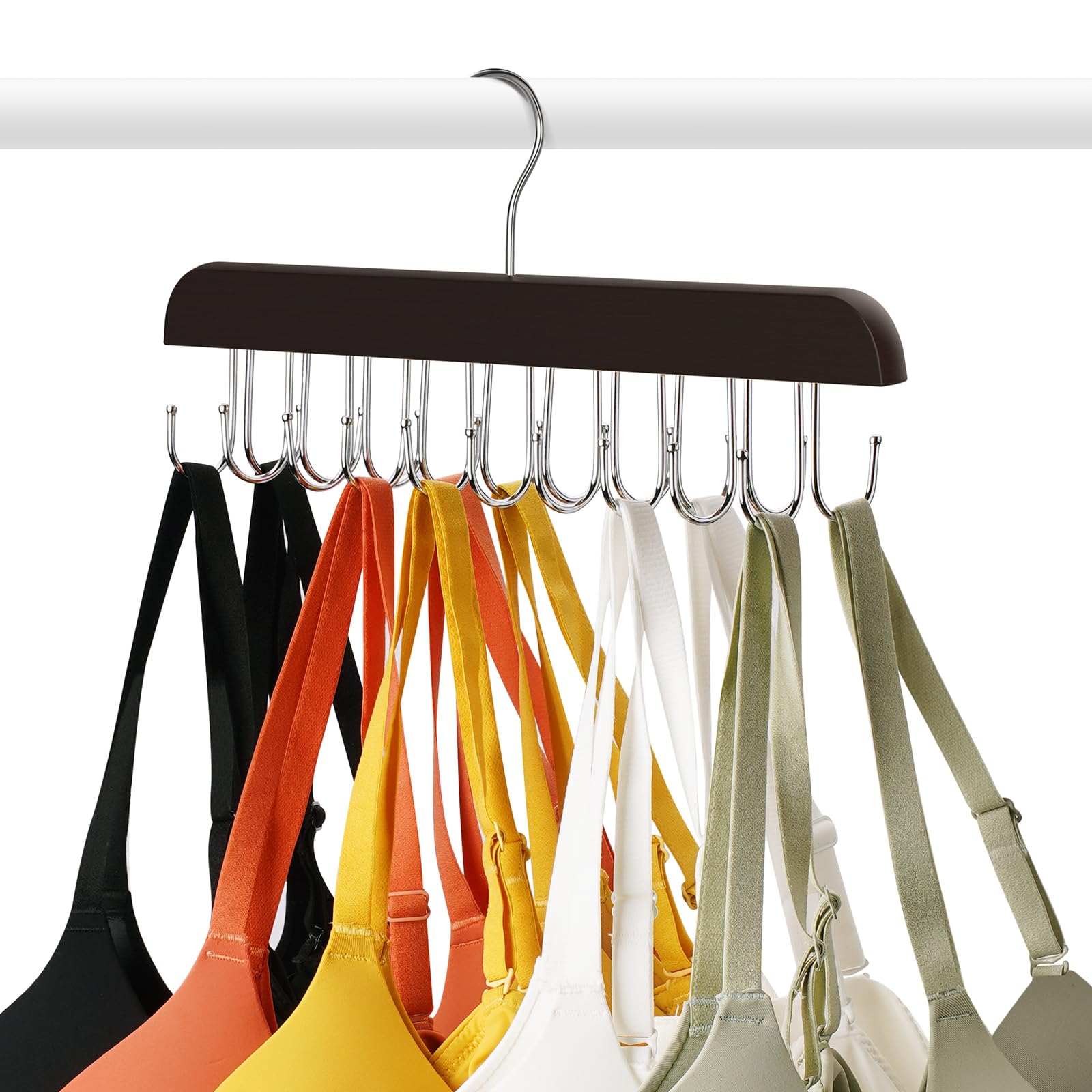 Bra Hanger 20 Hooks,Tank Top Hanger Space Saving,Closet Organizers and Storage,Bra Hangers for Closet Organizer,Organization and Storage for Sport Bras,Camisoles,Bathing Suit,Belt,Tie,etc,1 Pack,Black