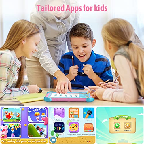 Kids Tablet, 7 Inch Tablet for Kids, Parental Control Educational Tablet, 2+32GB Android 11.0, IPS Screen, Kids Content Pre-installed, with Bluetooth WiFi, Kid-Proof Case, YouTube Netflix Hulu (Pink)