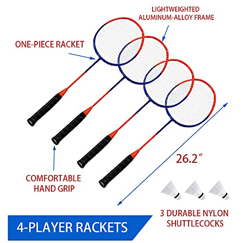 Badminton & Volleyball Combo Set - Professional Volleyball Net for Lawn, Backyard, Easy Set up Volleyball Set with Carry Bag, Boundary Line | Come with Flying Discs for Family Fun