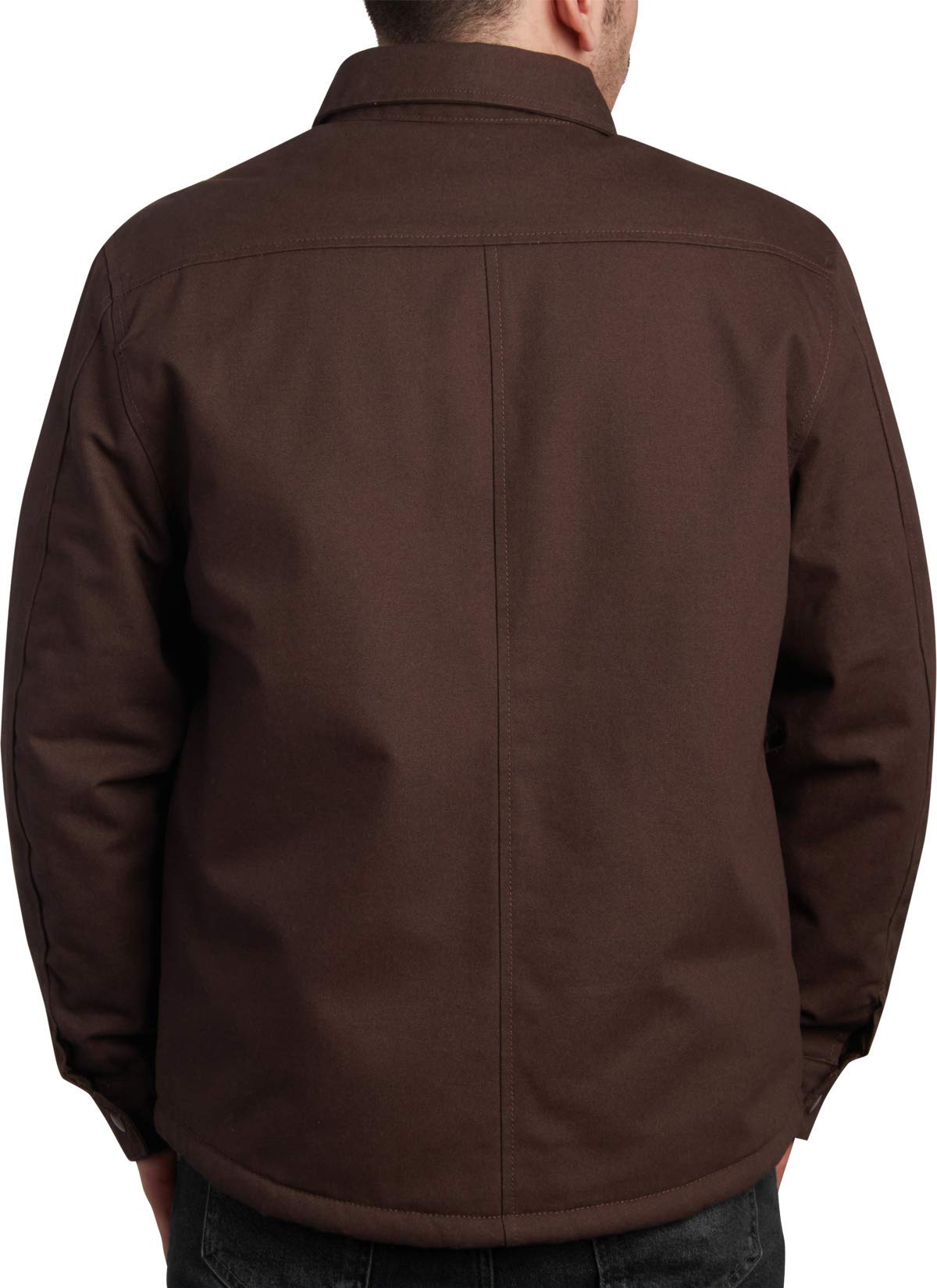 Bass Creek Outfitters Men's Shirt Jacket - Sherpa Lined Duck Canvas Button Down Shirt, Size Large, Brown