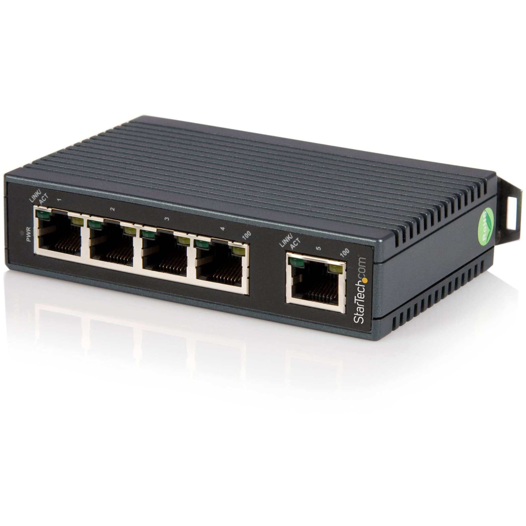 StarTech.com 5-Port Ethernet Switch - 10/100Mbps Industrial Networking Solution - IP30-rated Energy Efficient Internet Switch , TAA (IES5102)