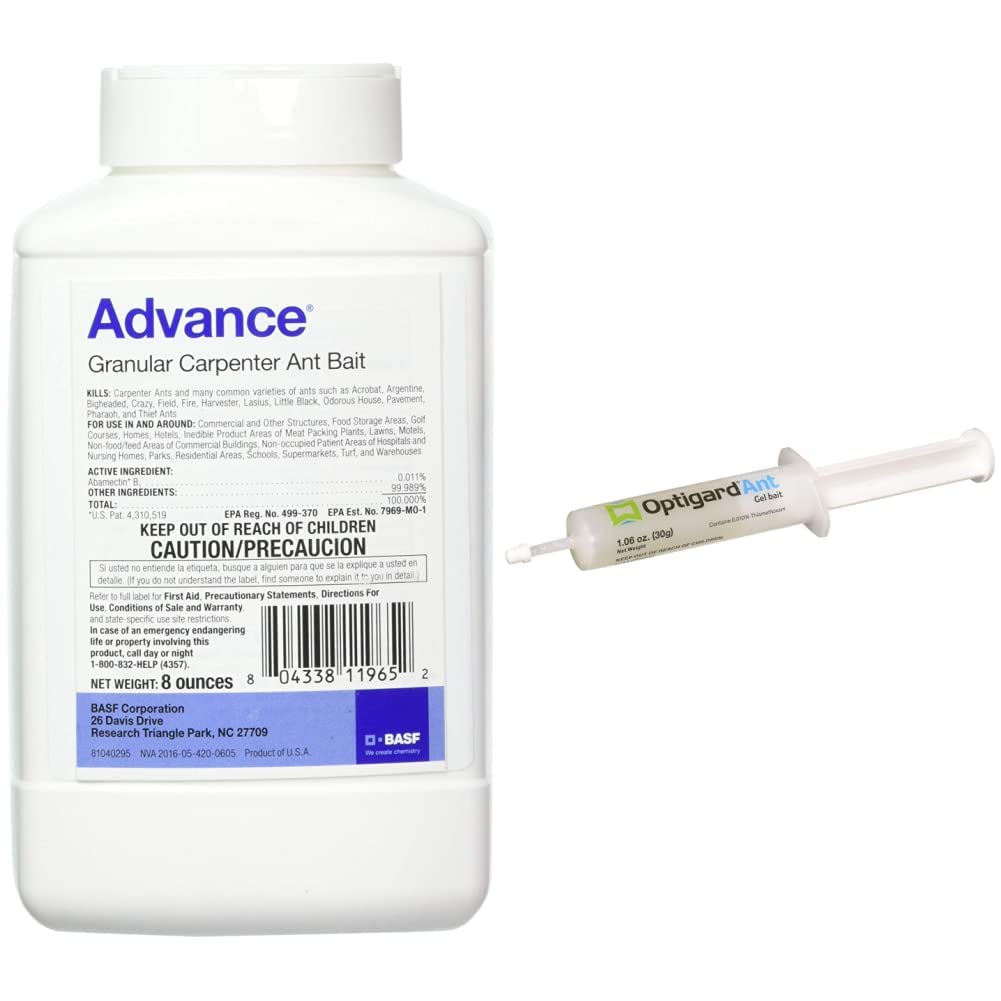 BASF Advance Carpenter Ant Bait (8oz) and Syngenta Optigard Ant Bait Gel (4 Tubes)
