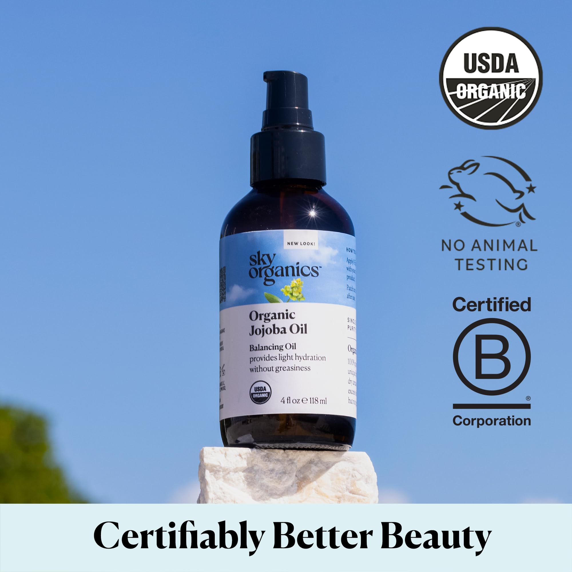 Sky Organics Organic Jojoba Oil for Face, Balancing Oil for Light Hydration & Helps Reduce Excess Oiliness, Suitable For Oily, Combination and Blemish-Prone Skin, 100% Pure & Cold-Pressed, 4 fl. Oz with ebook