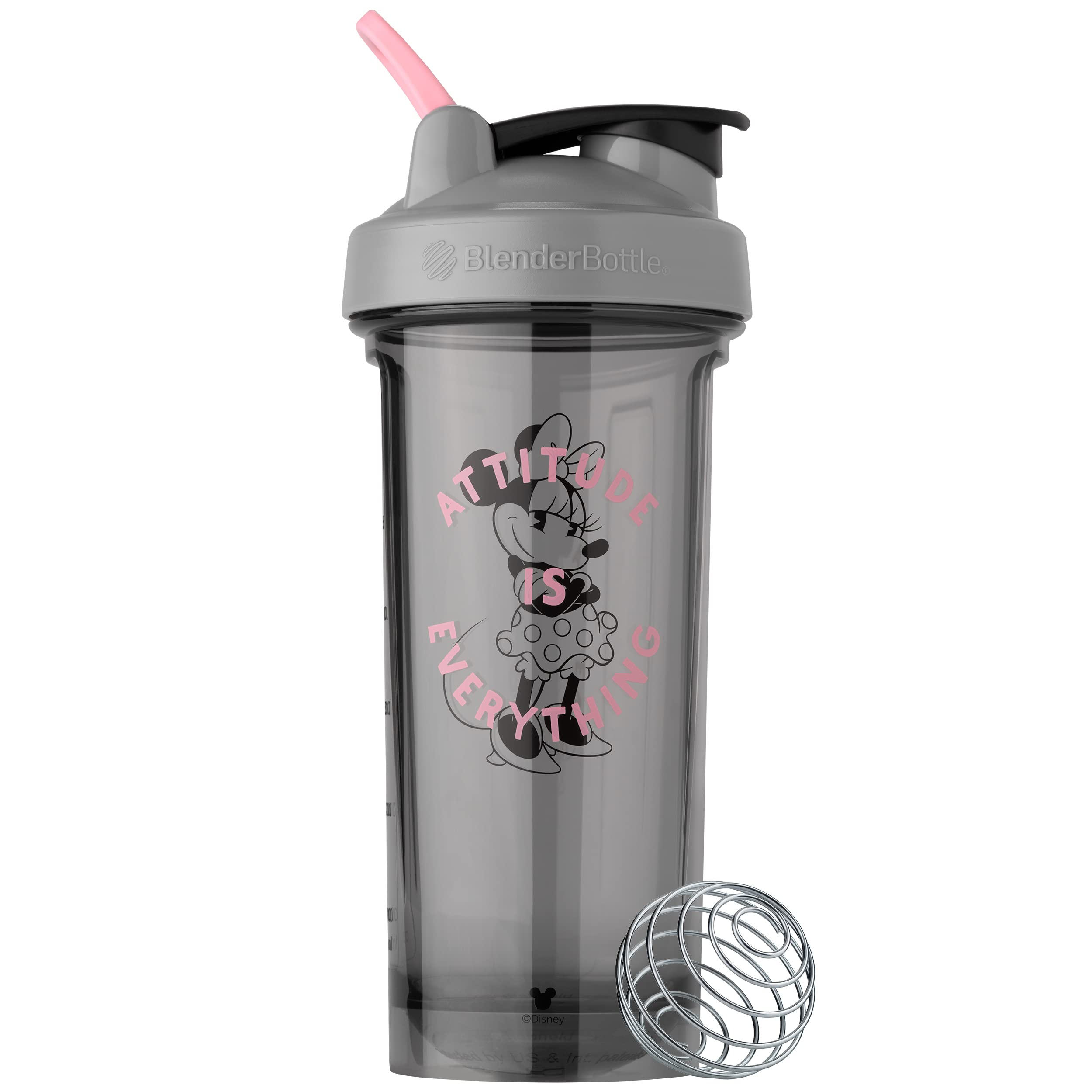 BlenderBottle Mickey & Friends Shaker Bottle Pro Series, Perfect for Protein Shakes and Pre Workout, 28-Ounce, Attitude is Everything